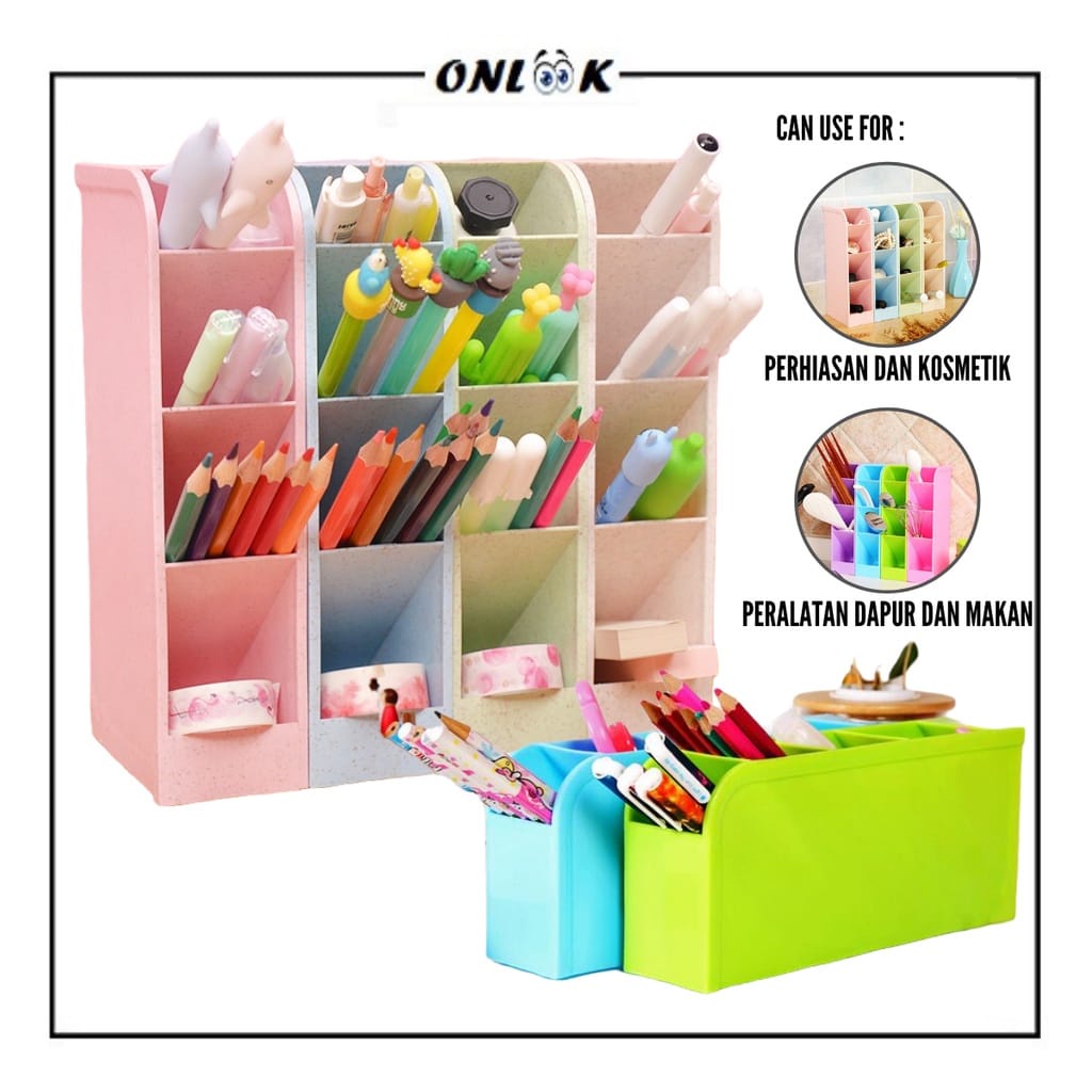 Jual RAK MINI 4 SEKAT / RAK LACI PLASTIK 4 SLOT PULPEN SPIDOL / TEMPAT ...