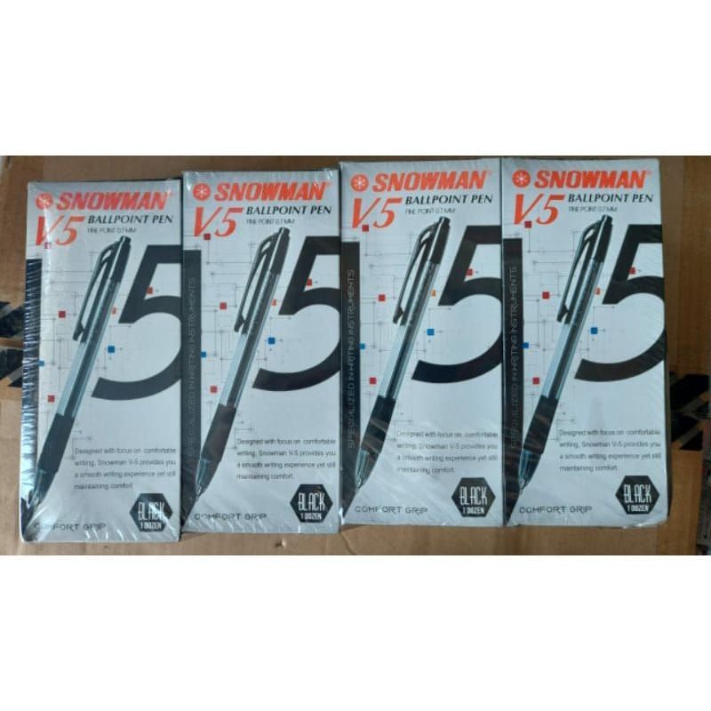 Jual [BOX ISI 12] PULPEN SNOWMAN V-5 FINE POINT 0.7 MM / BALLPOINT V5 ...