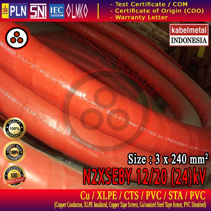 Jual Kabel Listrik N2XSEBY 3x240 mm2 12/20 (24)kV SUPREME / KABELMETAL (KMI) /3x240 mm/3x240mm2 ...