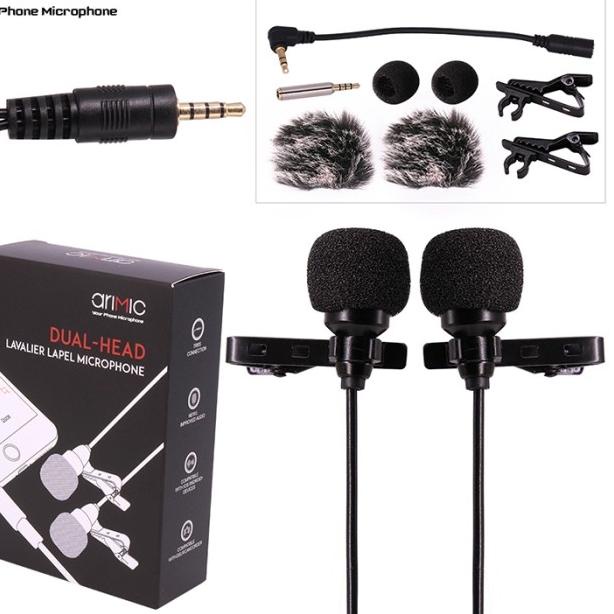 Jual Mic Clip On Lavalier Ulanzi Arimic Dual Mic 6m for Smartphone ...
