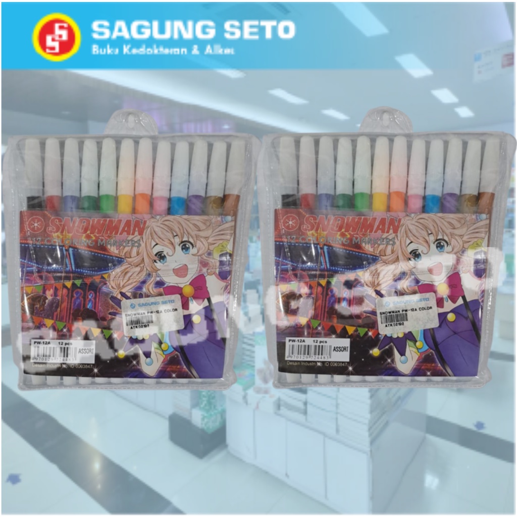 Jual SNOWMAN PW-12A COLORING MARKERS / SPIDOL SNOWMAN 12 WARNA | Shopee ...