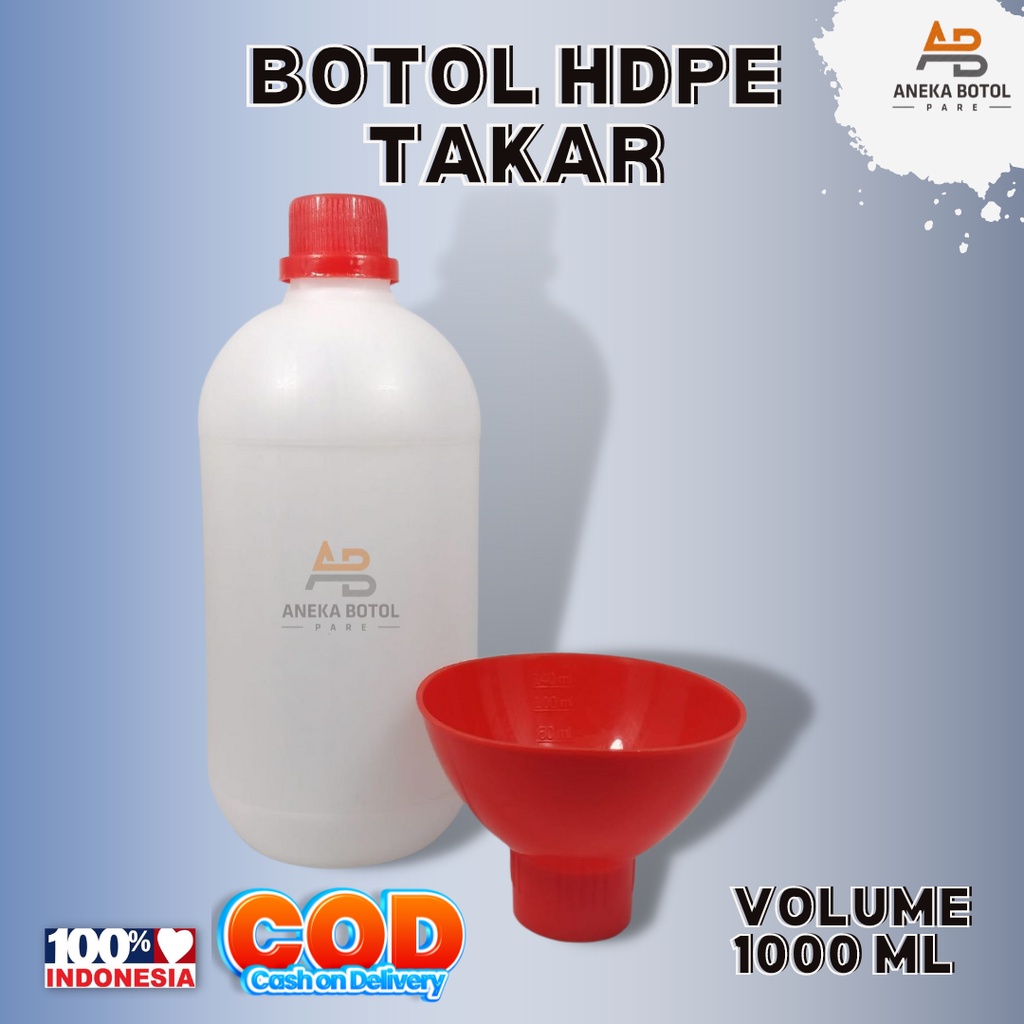 Jual Botol HDPE Takar 1000 ml Botol Corong 1000 ml Pupuk Botol Pupuk ...