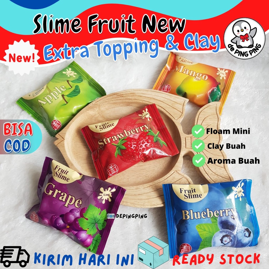 Jual Slem buah / slime fruit with new packaging plus extra topping dan ...