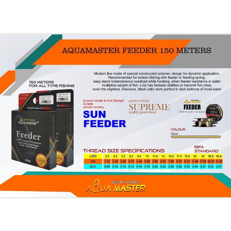 Jual senar Aqua master feeder 150m | Shopee Indonesia