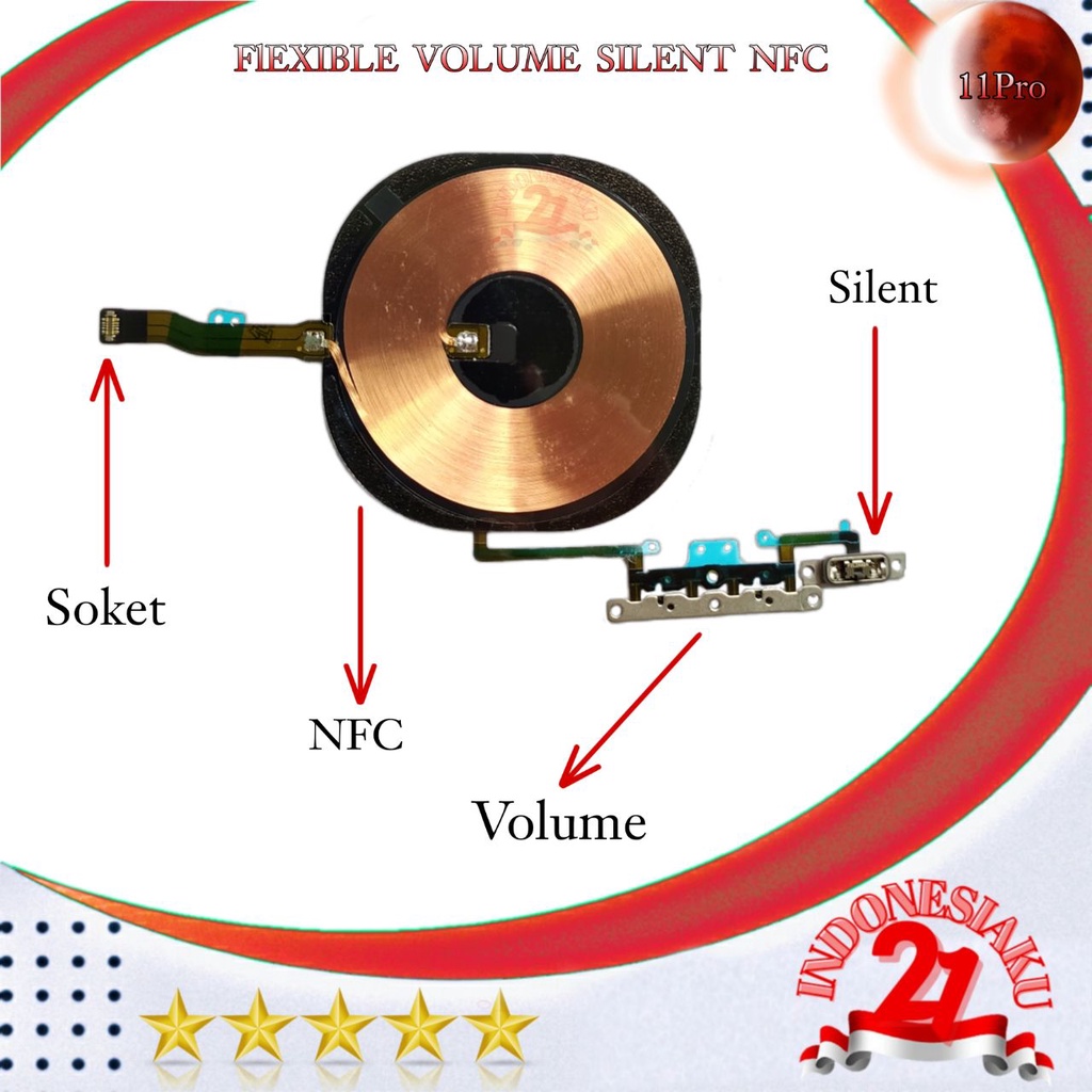Jual FLEXIBLE VOLUME SILENT FULLSET NFC 11 PRO NEW 100% ORIGINAL ...