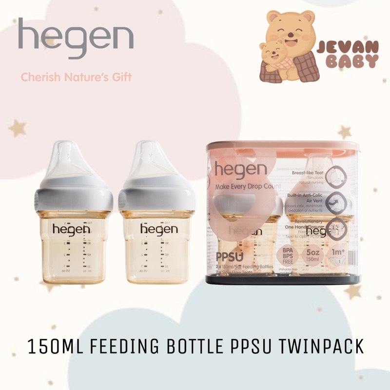Jual Hegen Feeding Bottle 150ml / 5oz Feeding Bottle PPSU Twin Pack (2pc) White / Blue / Pink ...