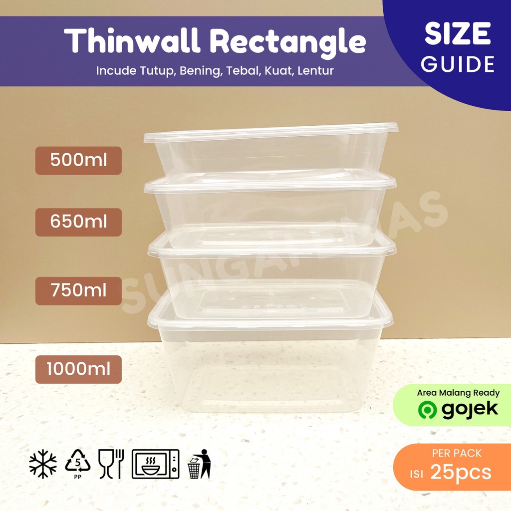 Jual Thinwall Rectangle Victory 500ml 650ml 750ml 1000ml Kotak Makan