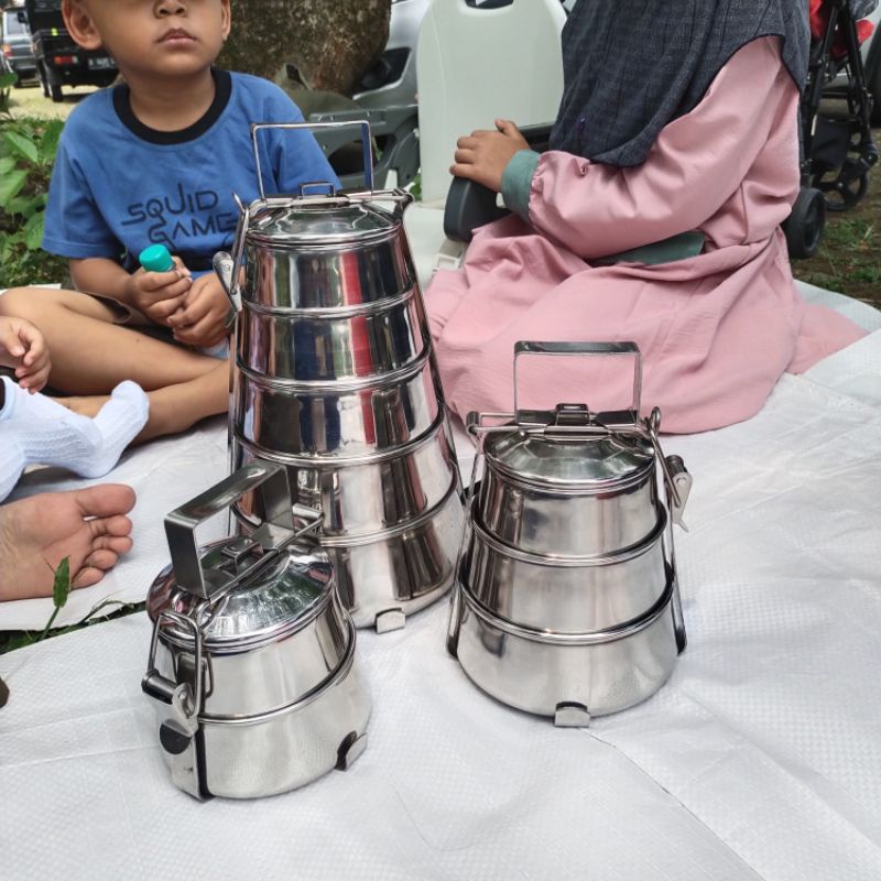 Jual Rantang India susun 5 bahan stainlees tebal dan kuat | Shopee ...