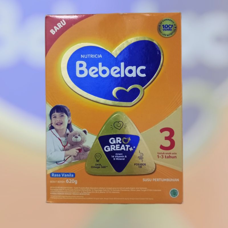 Jual BEBELAC 3 Susu Pertumbuhan 1-3 tahun Grogreat+ Vanila Pack 620gr ...