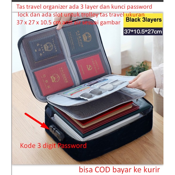 Jual Tas travel organizer ada 3 layer dan kunci password lock dan ada ...