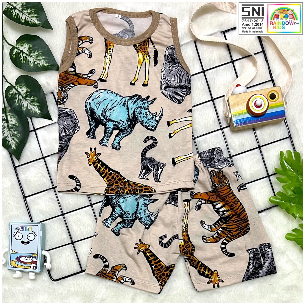 Jual RAINBOW - SETELAN SINGLET ANAK UNISEX COWOK / CEWEK 1-5 TAHUN SAFARI SINGLET FULLPRINT ...