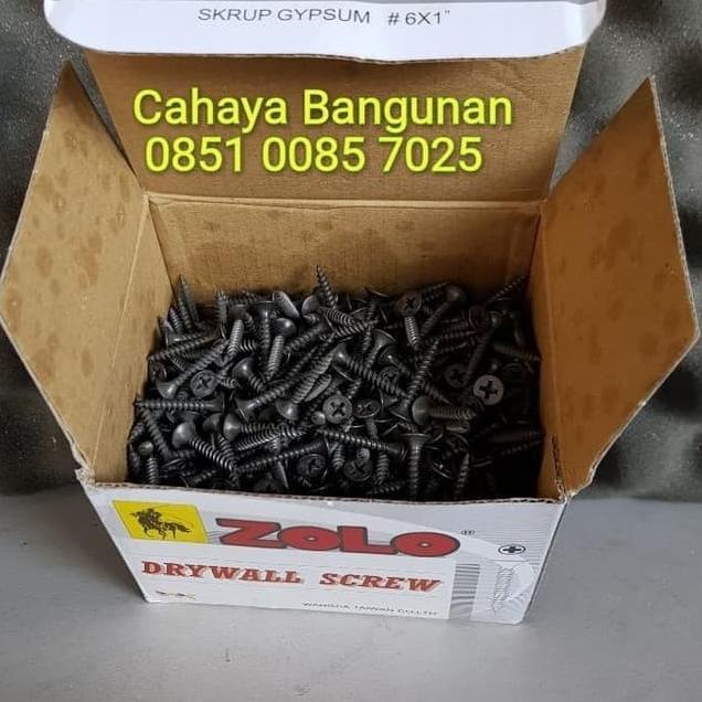 Jual Sekrup Gypsum Skrup Gipsum Hitam ZOLO 6 x 11/4 Inch Kotak Dus 3 Cm 3Cm | Shopee Indonesia