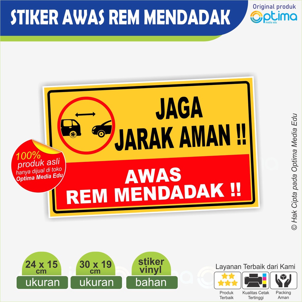 Jual Stiker - Jaga Jarak Aman, Awas Rem Mendadak | Shopee Indonesia