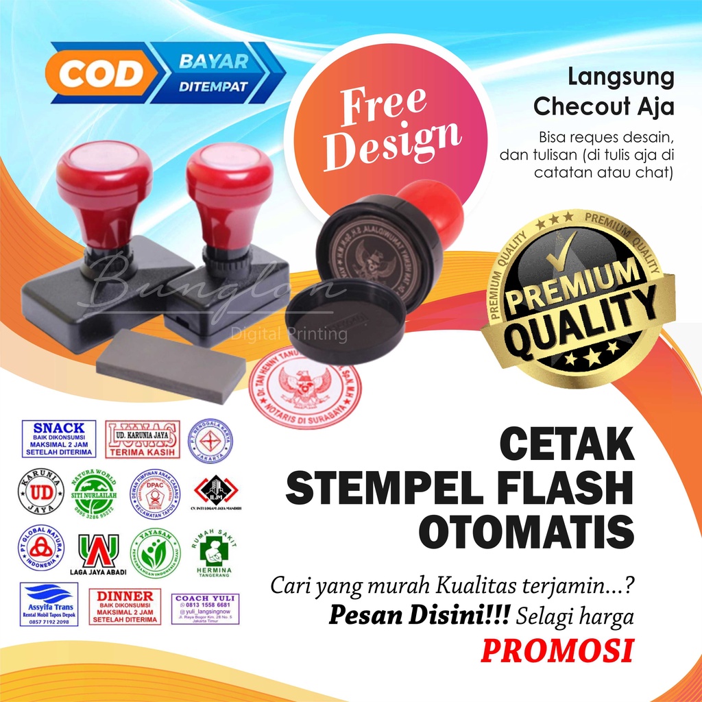 Jual Stempel Custom Free Desain, Stempel Perusahaan, Logo, Nama, Tanda ...