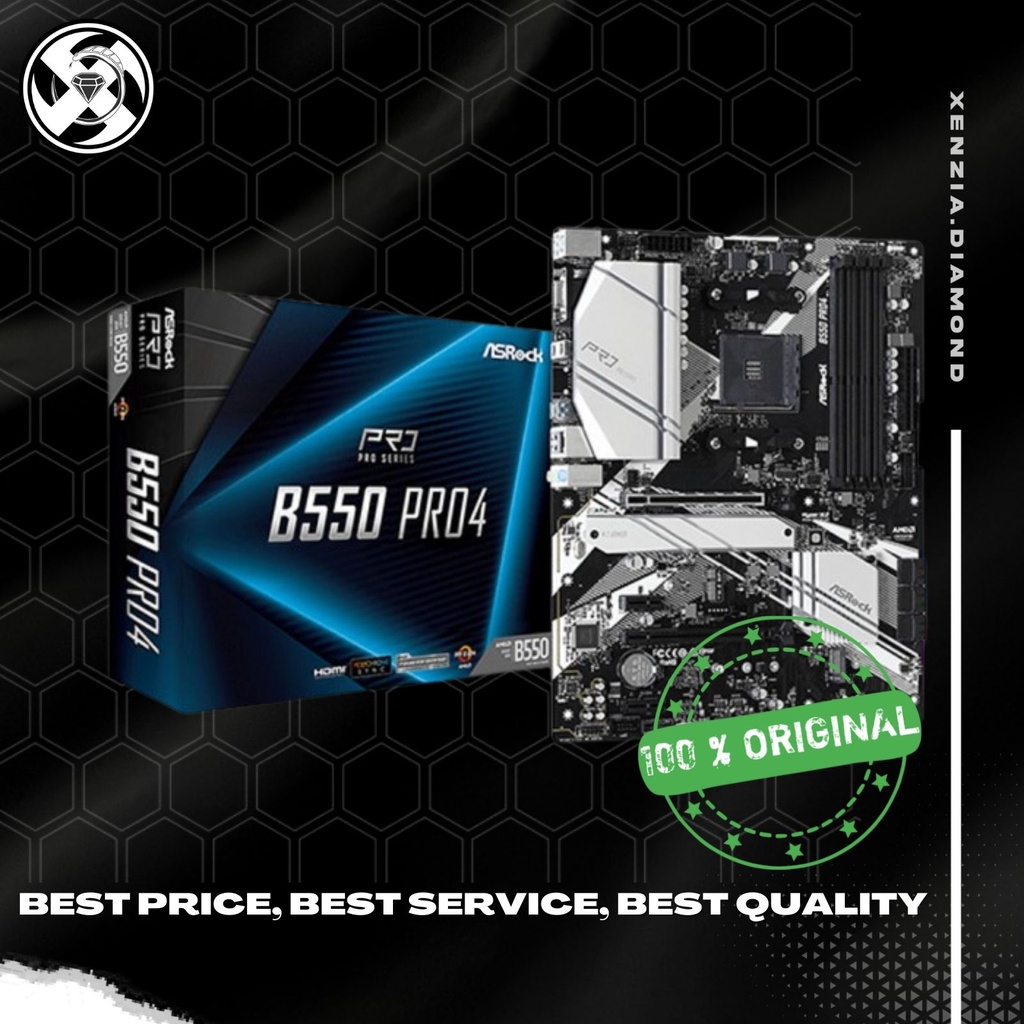 Jual ASRock B550 Pro4 (AM4, AMD Promontory B550, DDR4, USB3.2, SATA3 ...