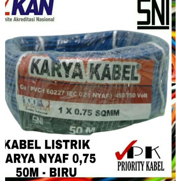 Jual Kabel Listrik Serabut KARYA NYAF 0,75mm 0.75mm 50 meter (50m) - Merah | Shopee Indonesia