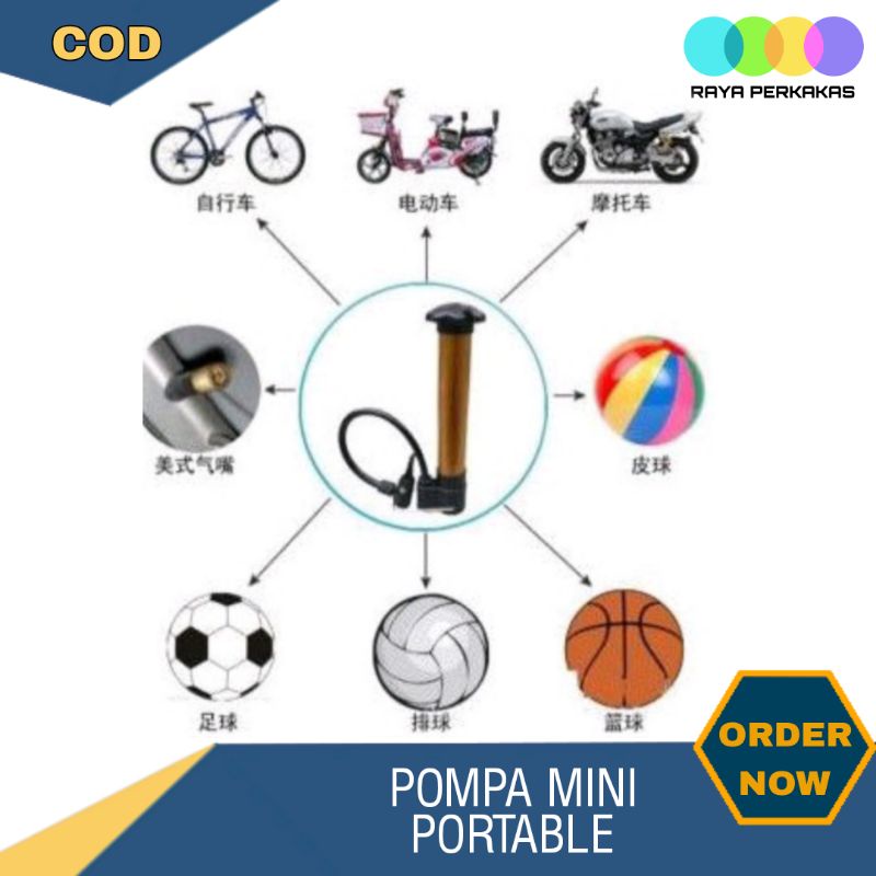 Jual Pompa Mini Portable Ban Bola Sepeda Bisa Masuk Jok Motor | Shopee ...