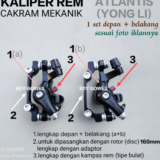 Jual kaliper rem cakram mekanik sepeda satu set depan belakang ...