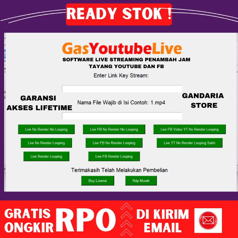 Jual SOFTWARE LIVE STREAMING FOR YOUTUBE NONSTOP 24 JAM | Shopee Indonesia