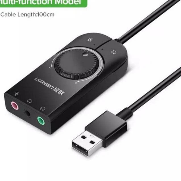 Jual UGREEN ADAPTOR SOUND CARD USB FOR EARPHONE MICROFON AUX 3.5mm ...