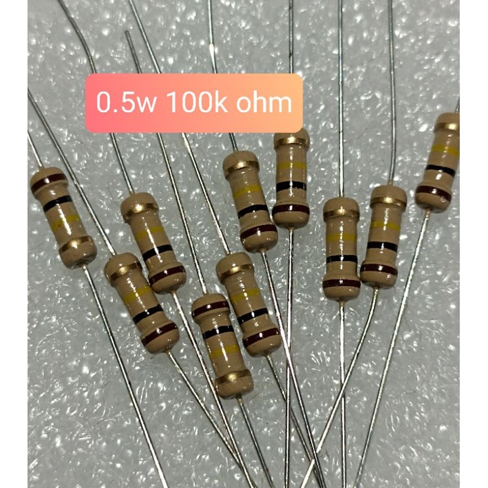 Jual 10pcs RESISTOR 0.5WATT 100Kohm 0.5 setengah watt 100k ohm 5% | Shopee Indonesia