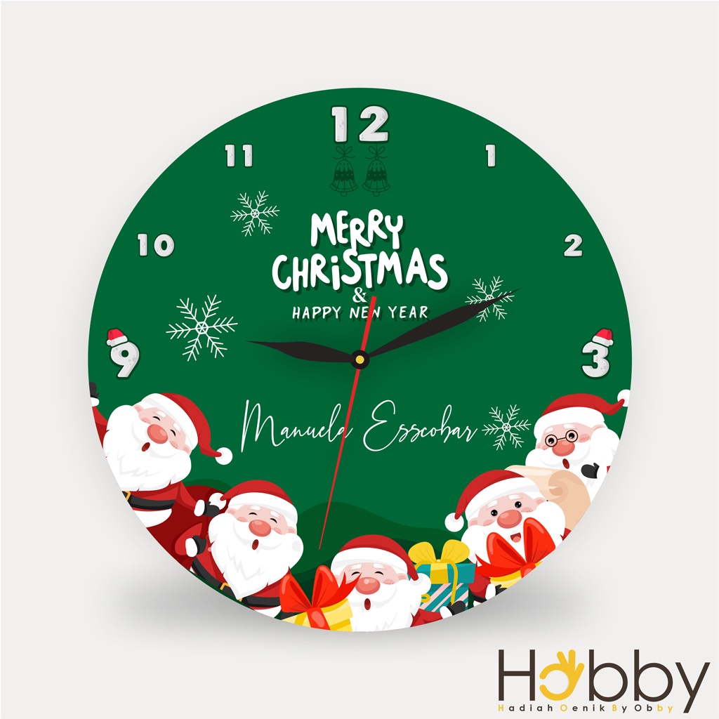 Jual JAM DINDING CUSTOM NATAL TAHUN BARU KADO MERRY CHRISTMAS KARAKTER ...