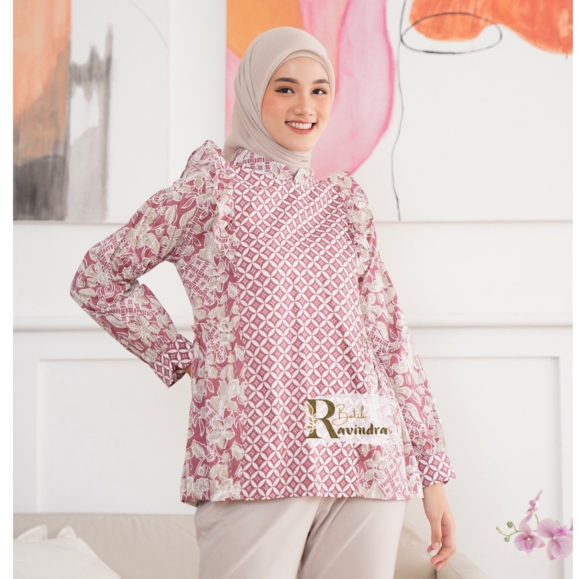 Jual Blouse Batik Kawung Bunga Soft | Shopee Indonesia