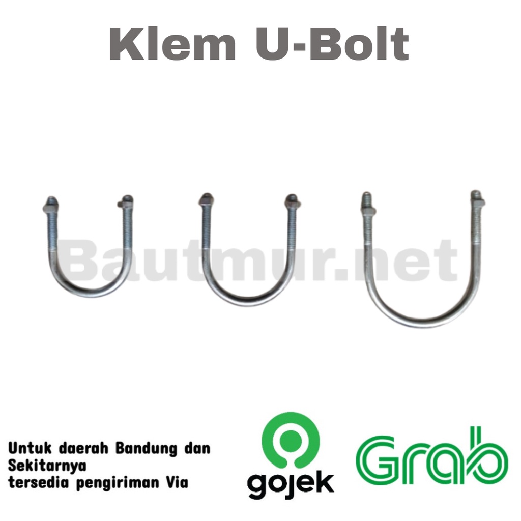 Jual Ubolt U Bolt 3/8 x 4" inch Galvanis Putih - Klem pipa 4" - Klem ...