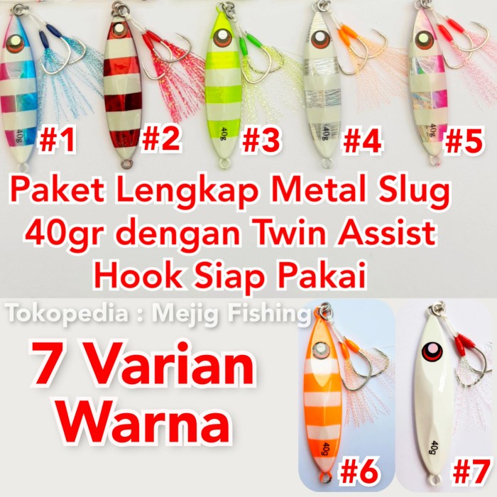 Jual Umpan Pancing Paket Metal Jig 40Gr Lengkap Dengan Twin Hook Untuk ...