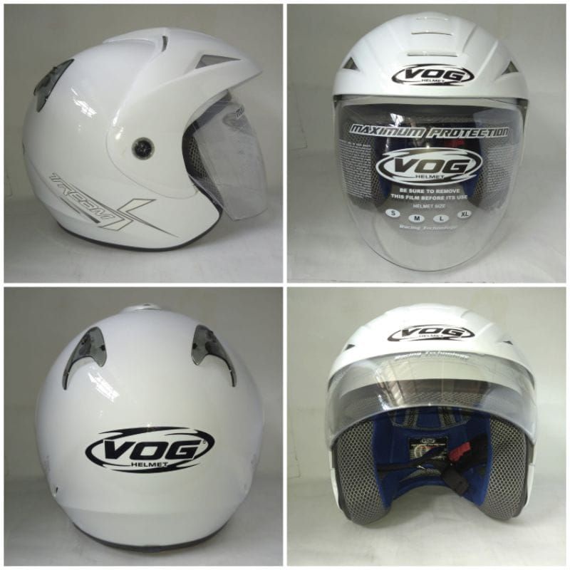 Jual HELM VOG XTREAM SOLID WHITE PULL WARNA | Shopee Indonesia