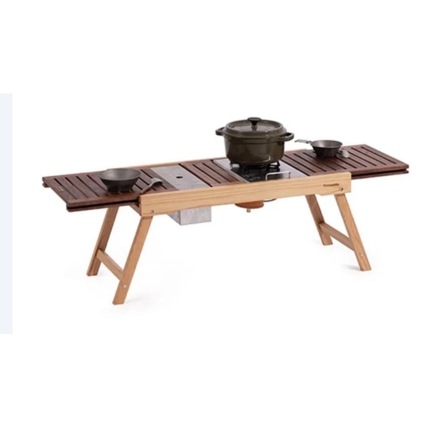 Jual Meja Camping Sliding Dengan Sekat Pemisah Kompor dan Grill Kayu ...