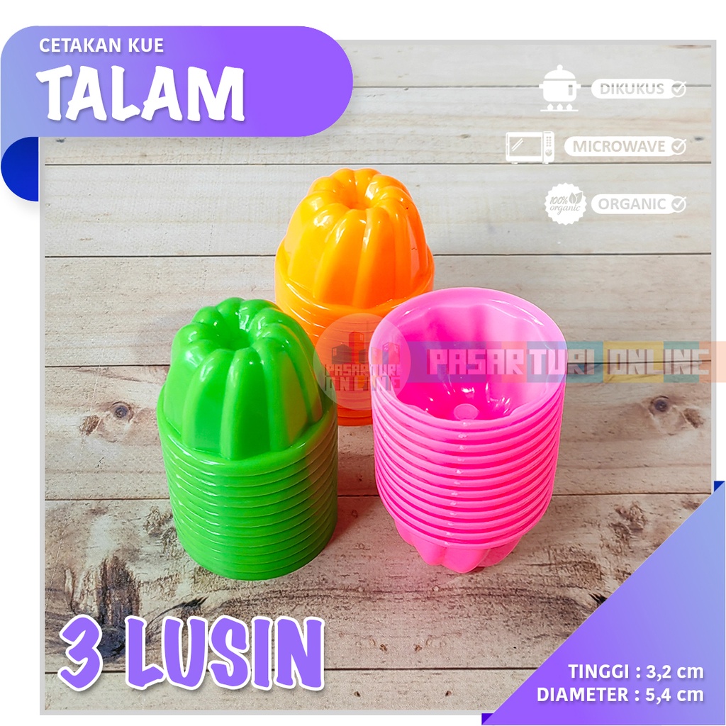Jual Paket 3 Lusin Cetakan Kue TALAM Rege Plastik Puding Jelly | Shopee ...