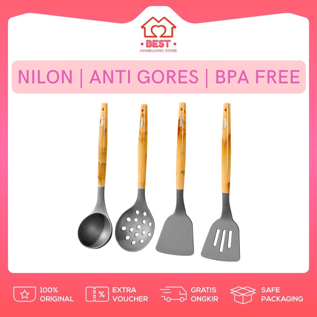 Jual Spatula Nilon Tahan Panas Food Grade Set Sutil Saring Sendok Sayur ...