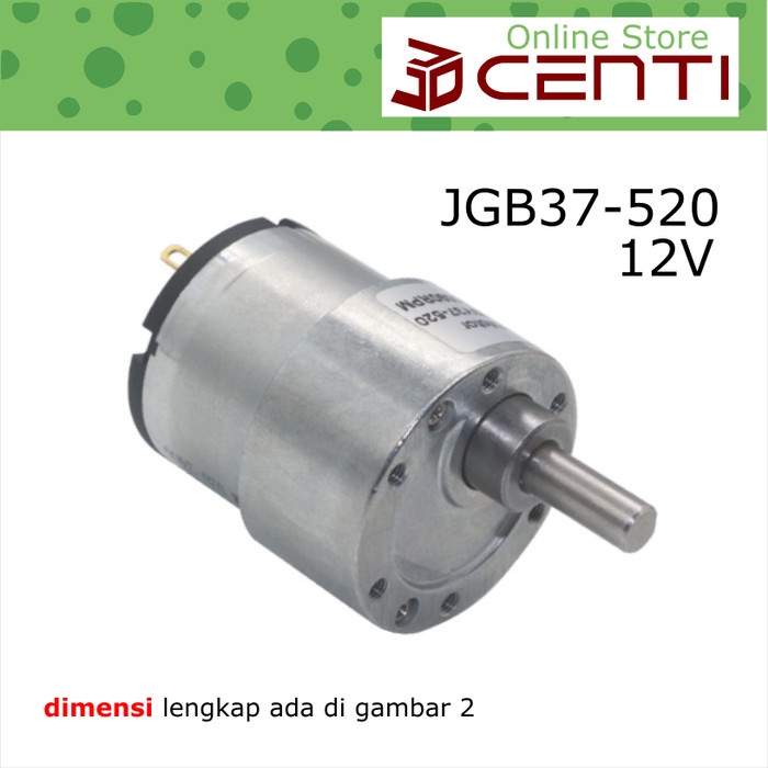 Jual Electric DC Gearbox Motor High Torque JGB37 520 12V 12RPM 66RPM 200RPM | Shopee Indonesia