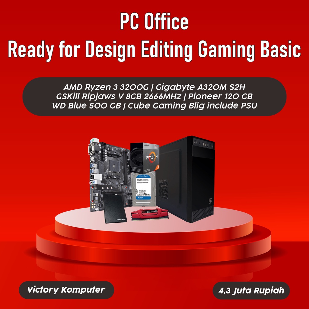 Jual PC AMD Ryzen Office Design Grafis Editing Video Gaming Basic ...