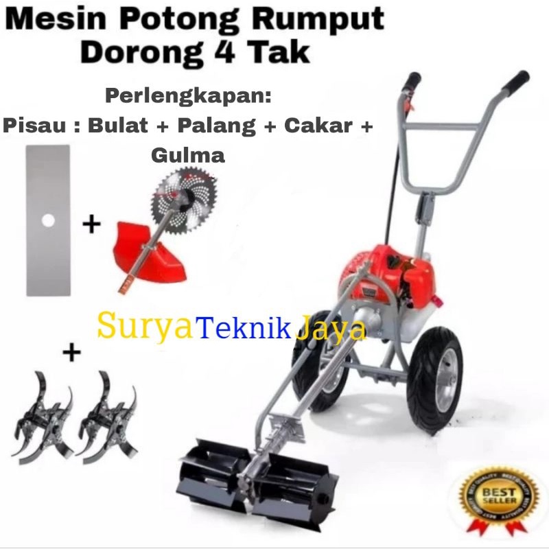 Jual Mesin potong rumput dorong 4 tak Komplit mata pisau Multifungsi ...