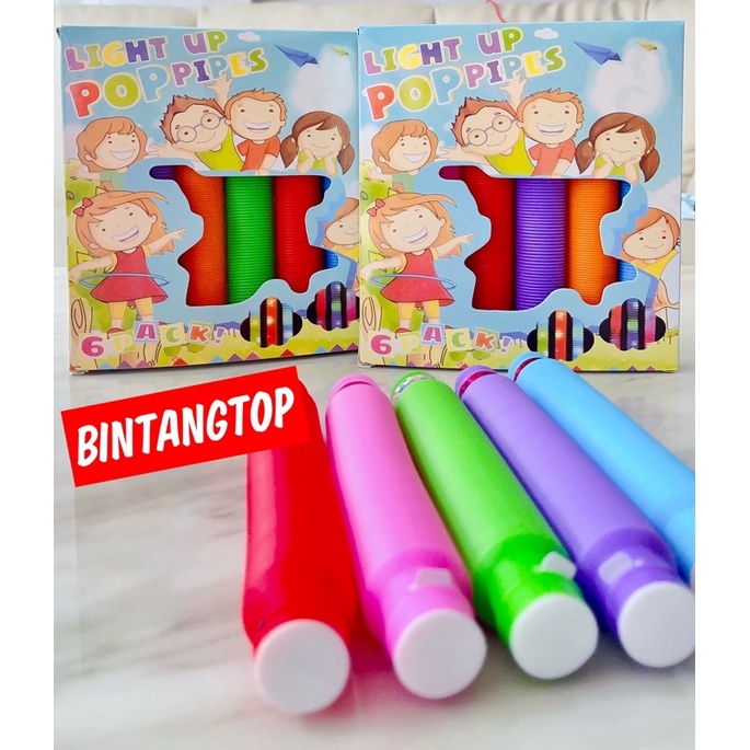 Jual POP PIPES LED Mainan Viral Anak / LIGHT UP POP PIPES LED Mainan ...
