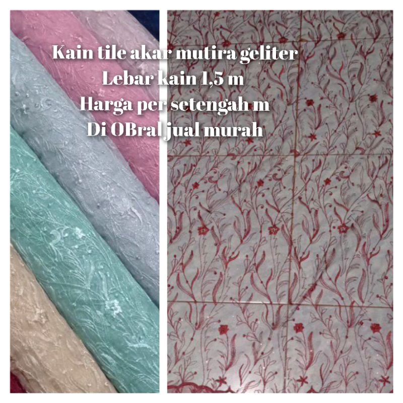 Jual KAIN TILE AKAR MUTIARA/BROKAT TILE AKAR/TILE 3D | Shopee Indonesia