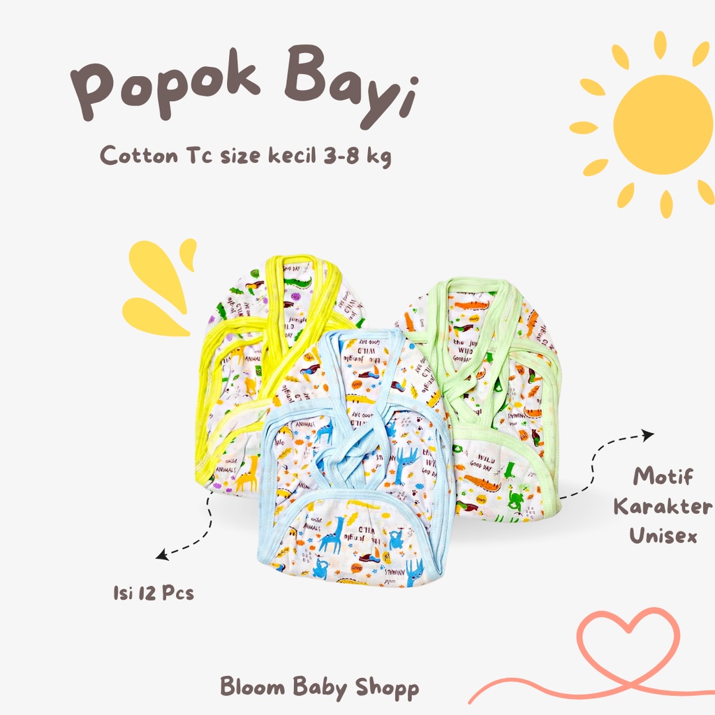 Jual Popok Kain Bayi Newborn Karakter Bahan Cotton 12 Pcs 5-12 kg ...