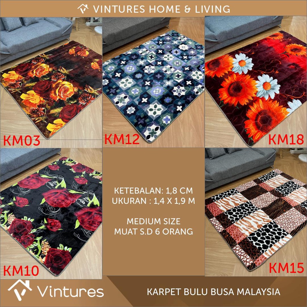 Jual [1,4 x 1,9 M] Karpet Bulu Busa Malaysia / Karpet Lantai Ruang Tamu ...