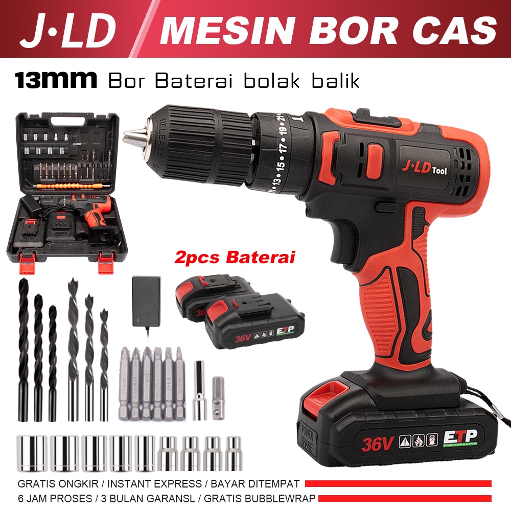 Jual JLD 13MM MESIN BOR BATERAI 36v impact bor cas bor kayu bor tembok ...