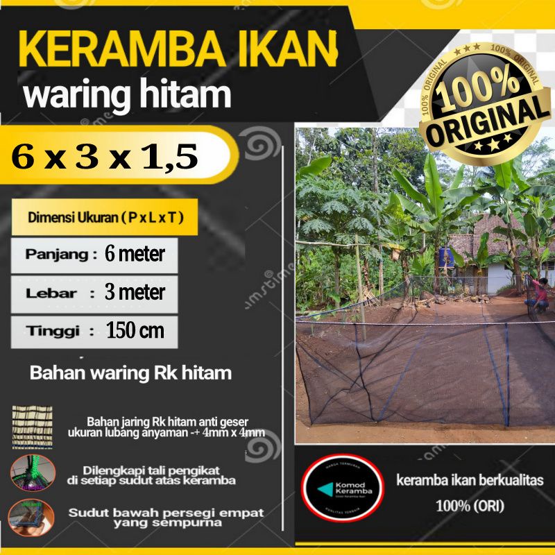 Jual keramba ikan 6x3x1,5 jaring apung hapa kerambah siap pakai ikan ...
