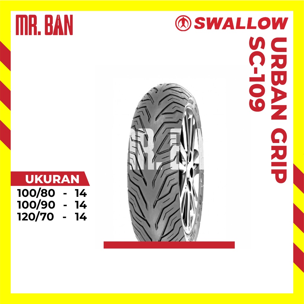 Jual BAN MOTOR MATIC RING 14 SWALLOW URBAN GRIP SC-109 TUBLES 100/80 ...