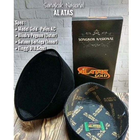 Jual Peci songkok Nasional Kopiah merk AL-ATAS Model Gold - Polos AC/Jaring/Lubang Angin Color ...