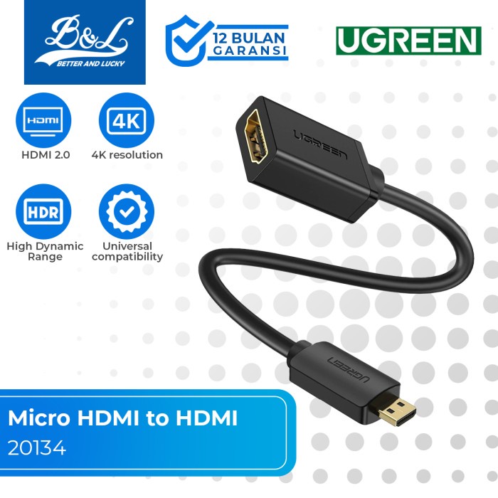 Jual UGREEN 20134 male Micro-HDMI to HDMI female 4K HDMI2.0 Gold Plated ... Jual UGREEN 20134 male Micro-HDMI to HDMI female 4K HDMI2.0 Gold Plated ...