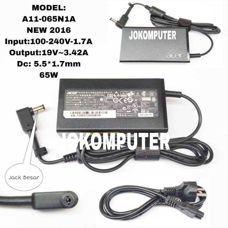 Jual Charger Adaptor Casan Carger Laptop Acer Aspire Model A11-065N1A Original | Shopee Indonesia