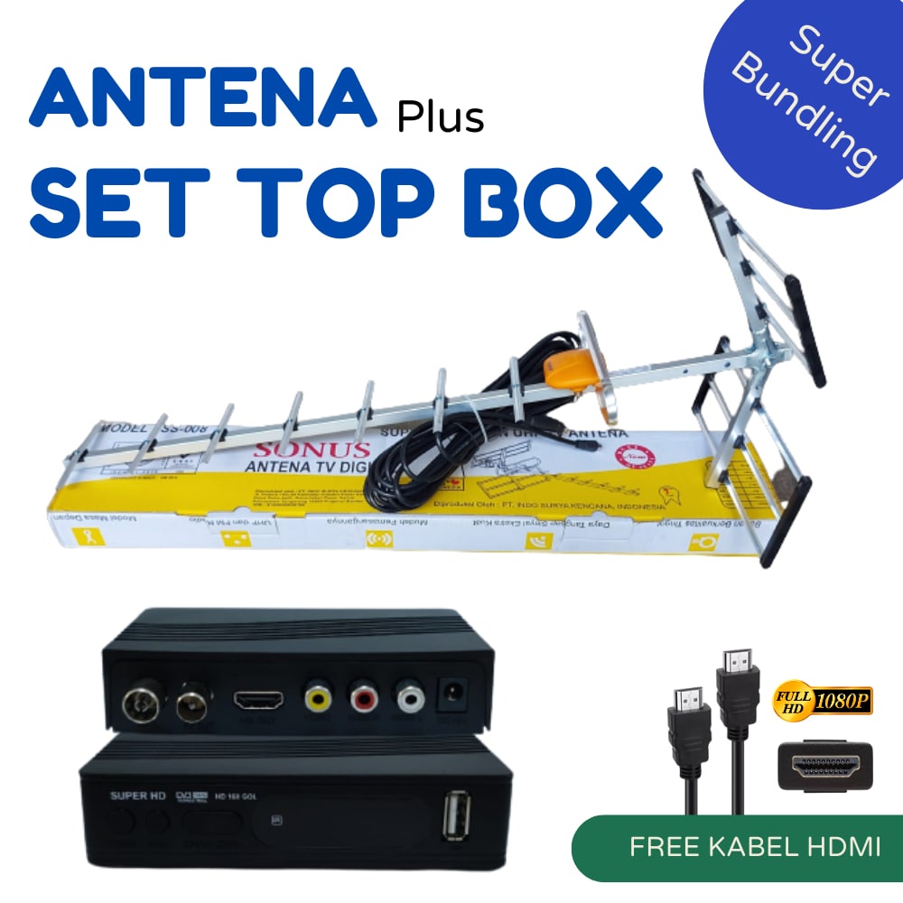 Jual Paket STB Set Top Box Antena TV Digital Kabel HDMI to HDMI 1.2 M ...