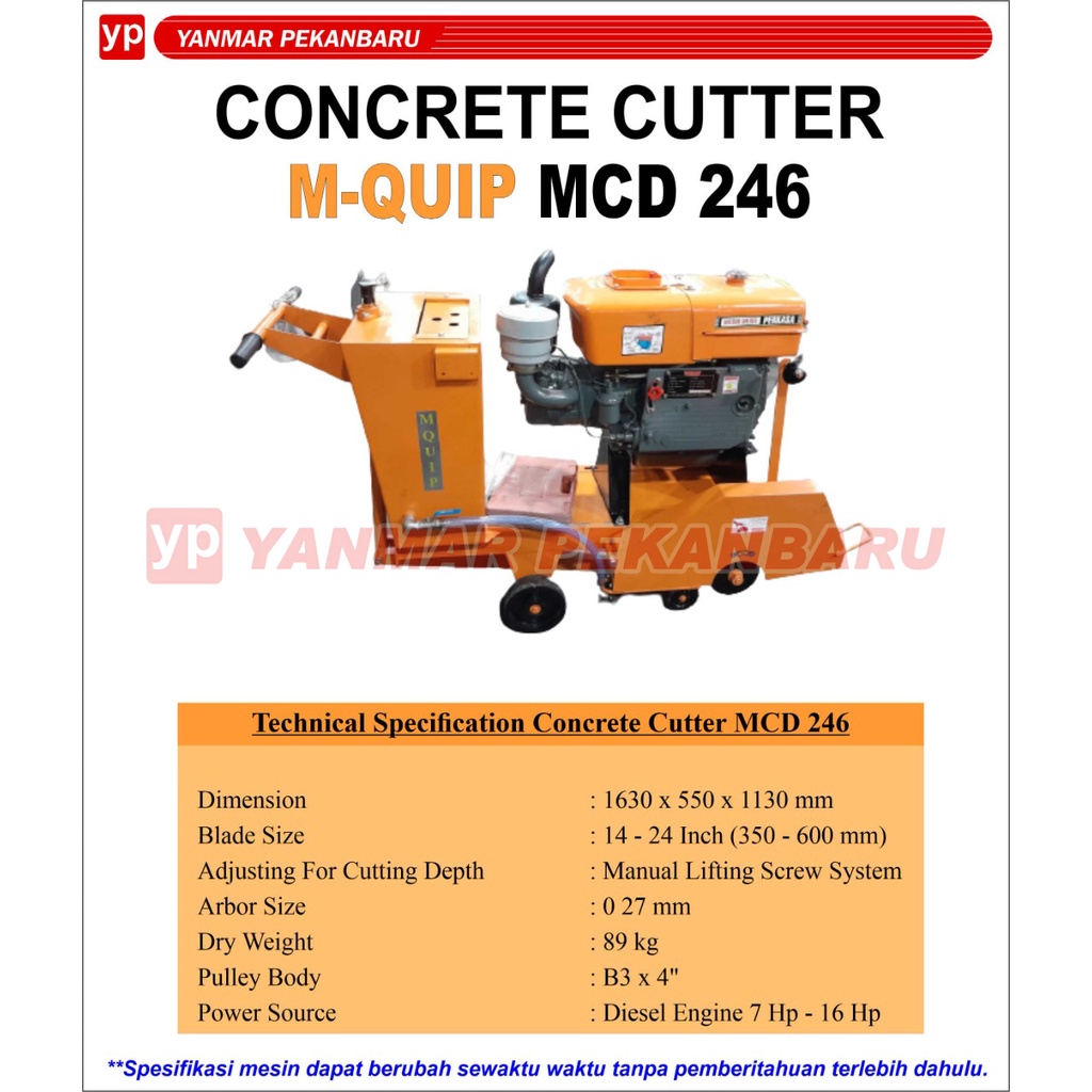 Jual Mesin Pemotong Aspal / Concrete Cutter MCD 246 M-QUIP | Shopee Indonesia