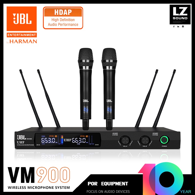 Jual JBL VM-900 wireless microphone UHF frekuensi dapat diubah Mikrofon ...