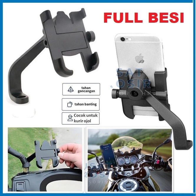 Jual Holder Hp Motor HM 20 Full Besi STang Motor Bracket Braket HP | Shopee Indonesia